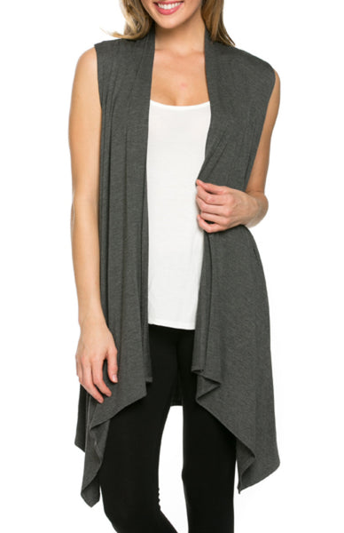 Draped Open Front Jersey Knit Vest – BodiLove Fashion Store