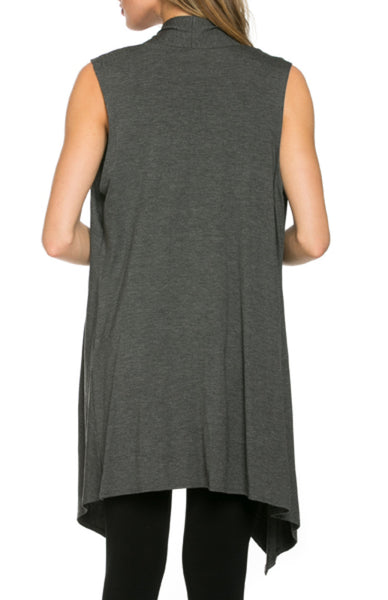Draped Open Front Jersey Knit Vest – BodiLove Fashion Store