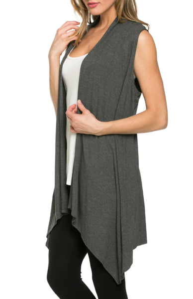 Draped Open Front Jersey Knit Vest – BodiLove Fashion Store