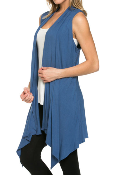 Draped Open Front Jersey Knit Vest – BodiLove Fashion Store