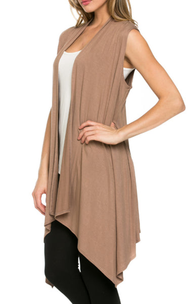Draped Open Front Jersey Knit Vest – BodiLove Fashion Store