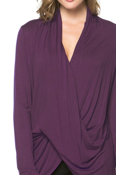 Long Sleeve Criss Cross Drape Front Top – BodiLove Fashion Store