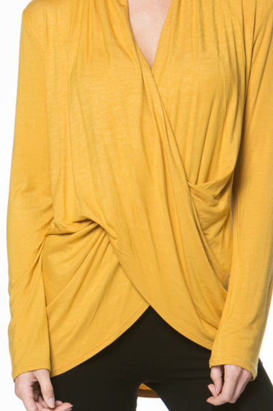 Long Sleeve Criss Cross Drape Front Top – BodiLove Fashion Store