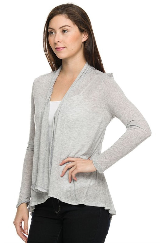 Draped Open Front Long Sleeve Cardigan – BodiLove Fashion Store